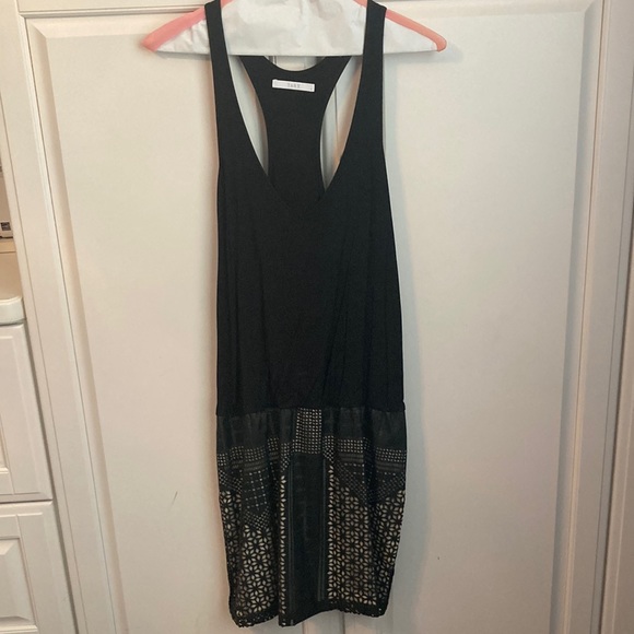 Tart | Dresses | Black Tank Style Dress With Leather Skirt | Poshmark
